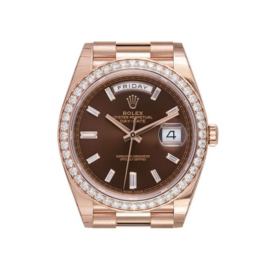 Rolex Day-Date 40 18ct Everose Gold Chocolate Dial Set with Diamonds ...